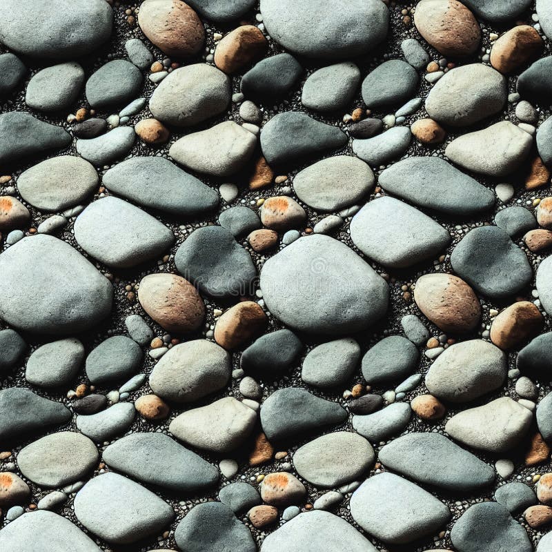 Seastones Seamless Pattern. Polished Rounded Pebbles Repeating ...
