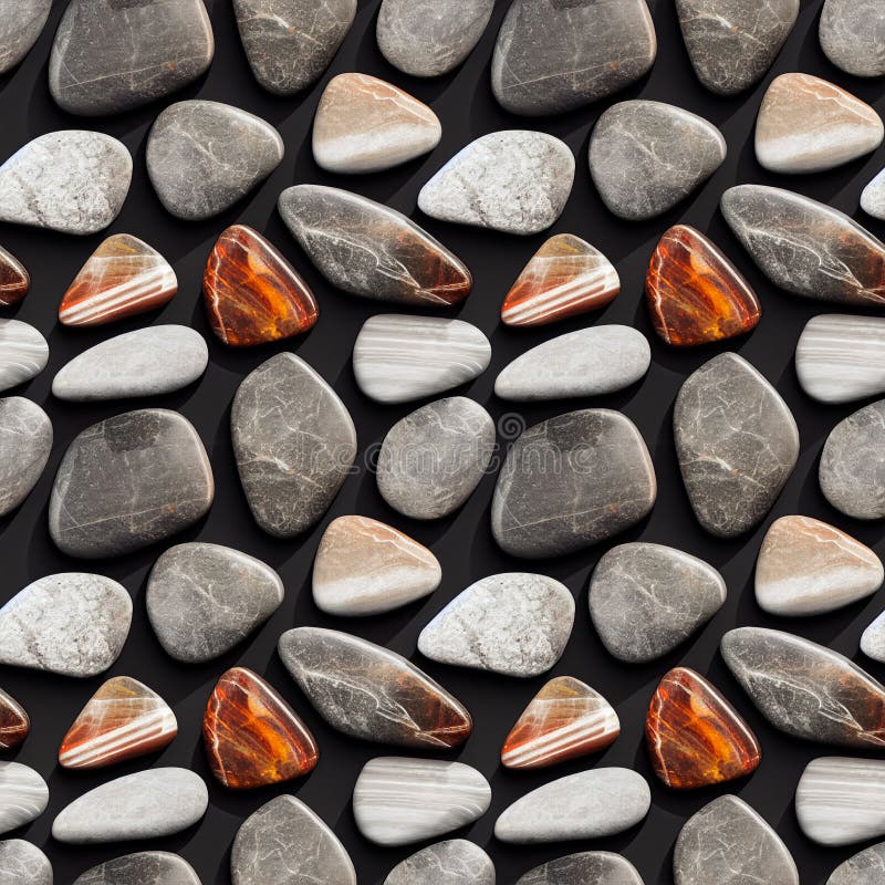 Seastones Seamless Pattern. Polished Rounded Pebbles Repeating ...