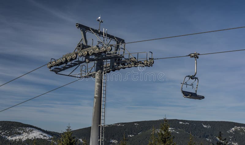 Blue Cable Car on Jested Hill Stock Photo - Image of cable, summer ...