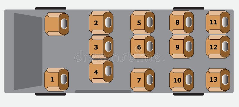 Seat Map of Van Car, 13 Person Van Stock Vector - Illustration of ...