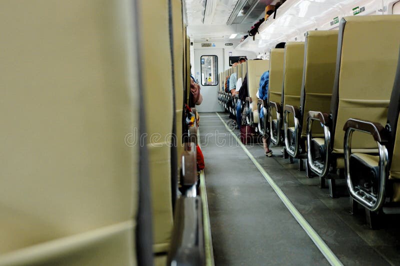 Beige Seat Train in a Row with Arm Seat Stock Image - Image of railway ...