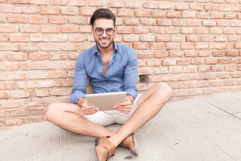 Glasses Man Laptop Look To Camera Stock Photos - Free & Royalty-Free ...