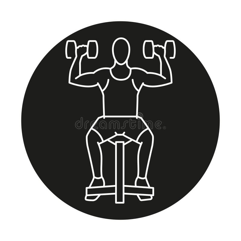 Seated Dumbbell Press Line Icon. Vector Isolated Element Stock Vector ...