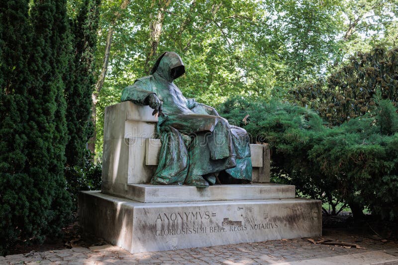 The Seated Figure of Anonymous, Bronze Statue in Budapest- Hungary ...