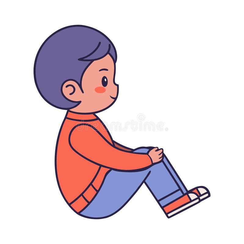 Seated Kid Side View Illustration Stock Vector - Illustration of young ...