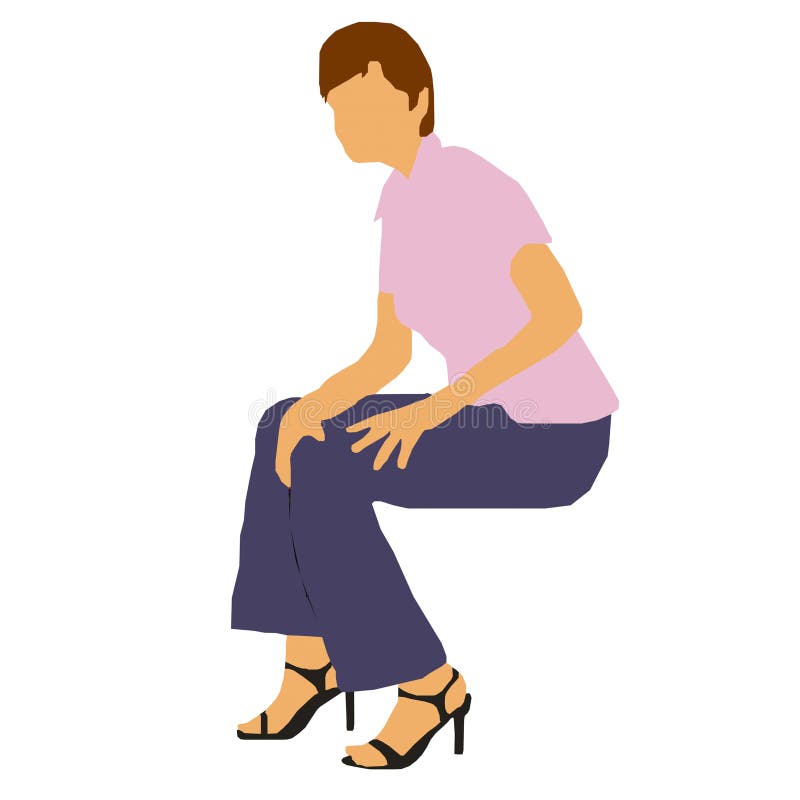 Seated Woman 13 Vector Illustration Stock Photo - Illustration of ...