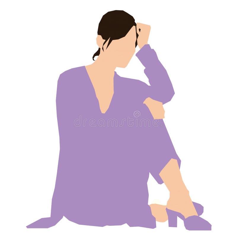 Seated Woman 10 Vector Illustration Stock Image - Illustration of face ...
