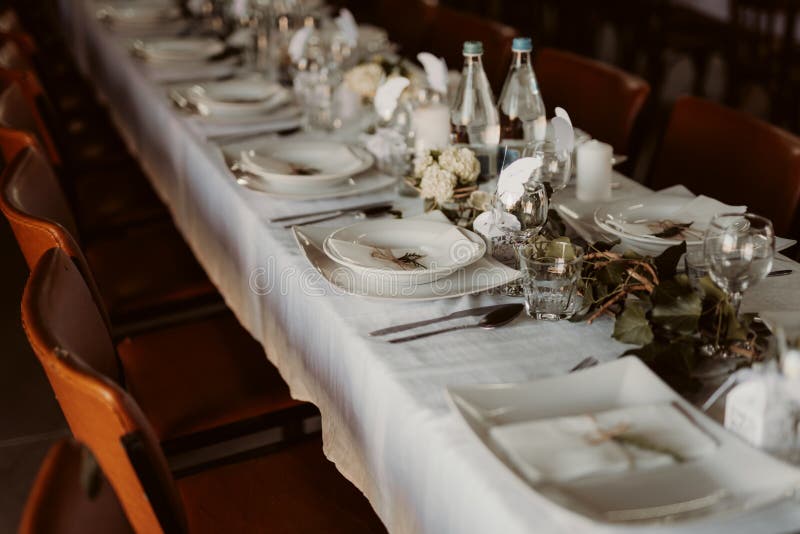Seating Arrangements for a Wedding Inside a Restaurant Stock Image ...