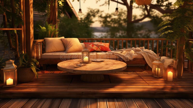 Seating Background with Wood Platform Stock Illustration - Illustration ...