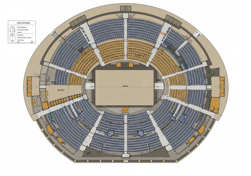 Seating Plan of an Indoor Arena with an Oval Layout. Features Tiered ...