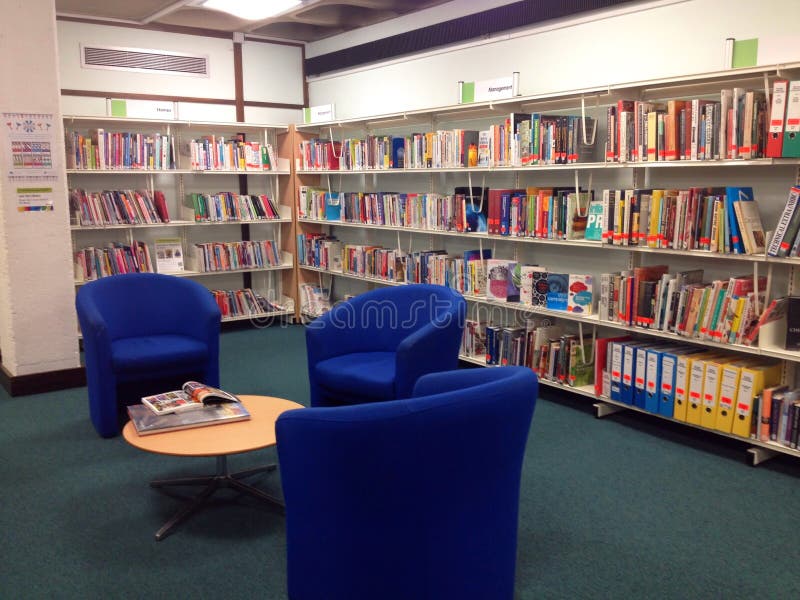 Seating in a Public Library. Books on Shelves. Editorial Image - Image ...