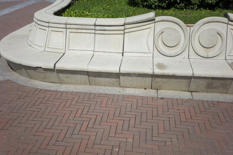 Seating for Relaxing in a Landscaped Park, Concrete Forms of Slabs for ...