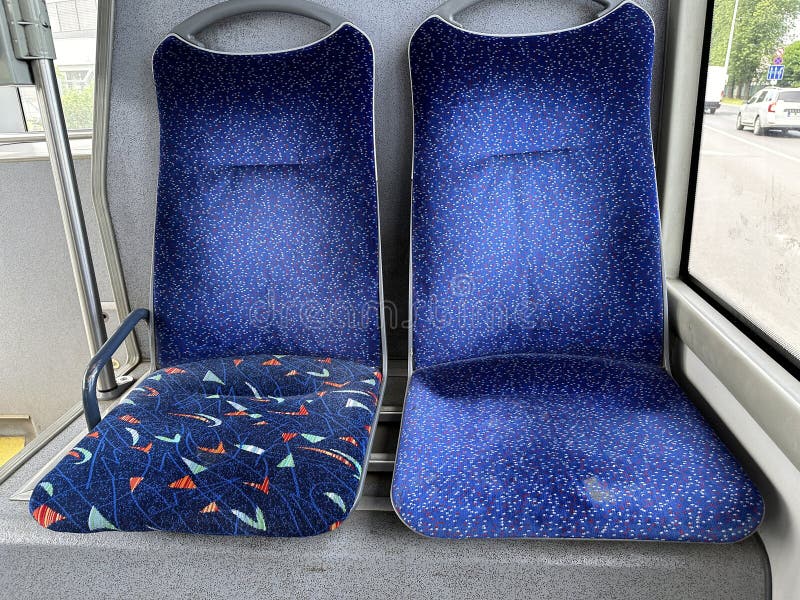 Seats of the Bus in Blue Color Stock Photo - Image of blue, commercial ...