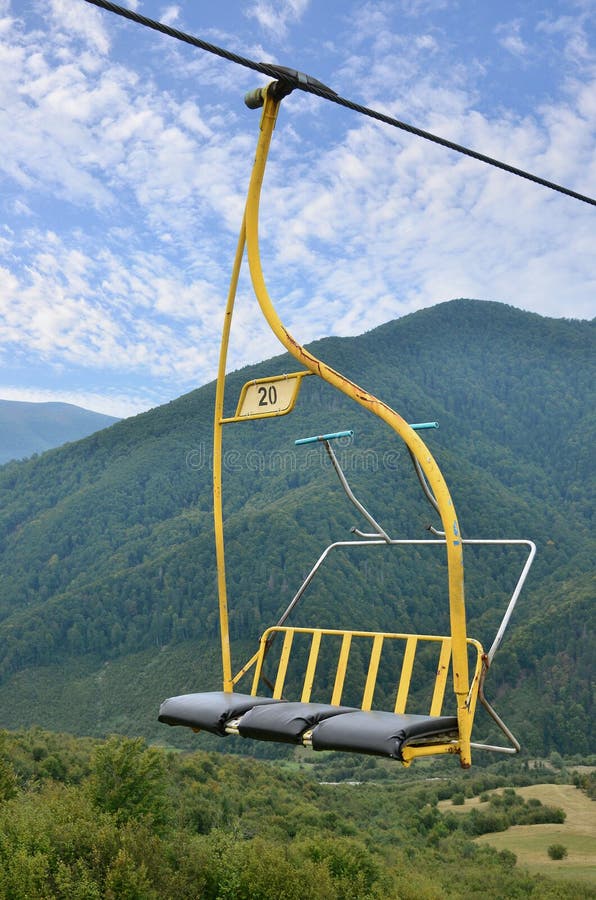 The Seats of the Cable Car on the Background of Mount Makovitsa, One of ...