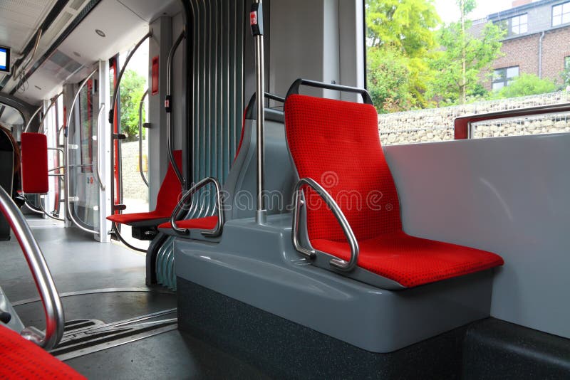 Seats inside the tram stock photo. Image of transport - 146284400