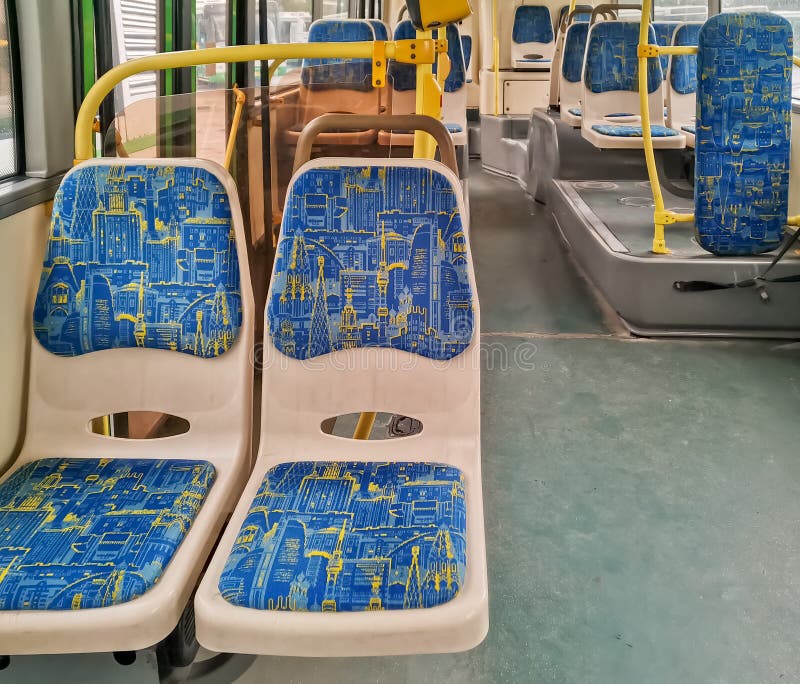 Seats in the Passenger Compartment of the Bus Close-up Stock Image ...