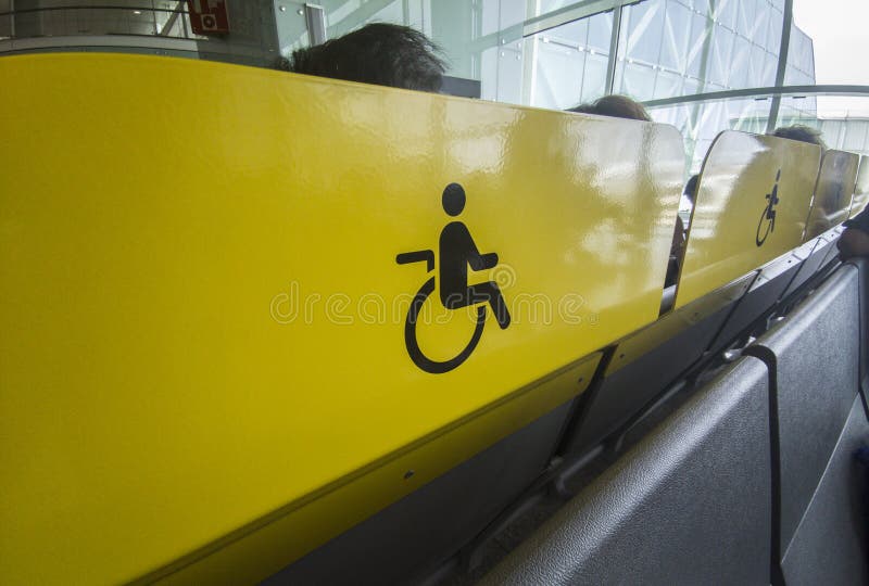 Seats Reserved for People with Disabilities in Airport Stock Photo ...