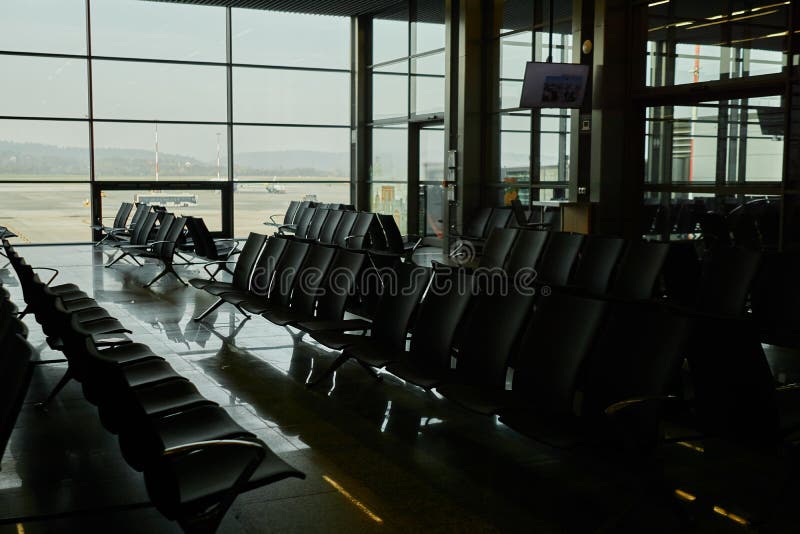 Seats in row in airport stock image. Image of empty - 174829549