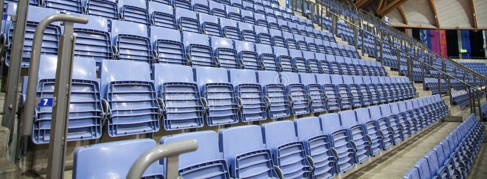 Seats in Sport Centrum Blue Stock Image - Image of indoors, basketball ...