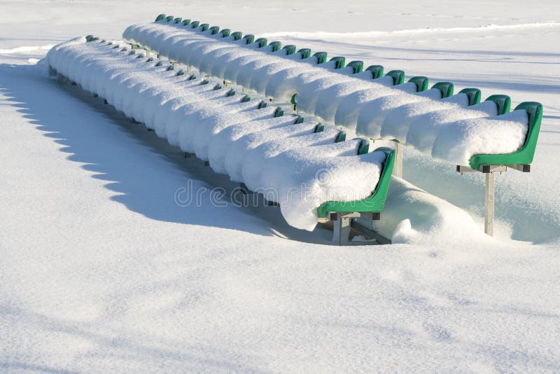 Seats of Stadium in a Deep Snow Stock Image - Image of presentation ...
