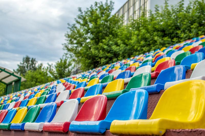 Seats in stadium stock image. Image of place, multicolor - 67547033