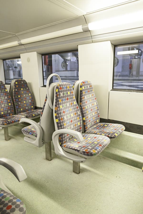 Seats on a train stock photo. Image of empty, inside - 119669488