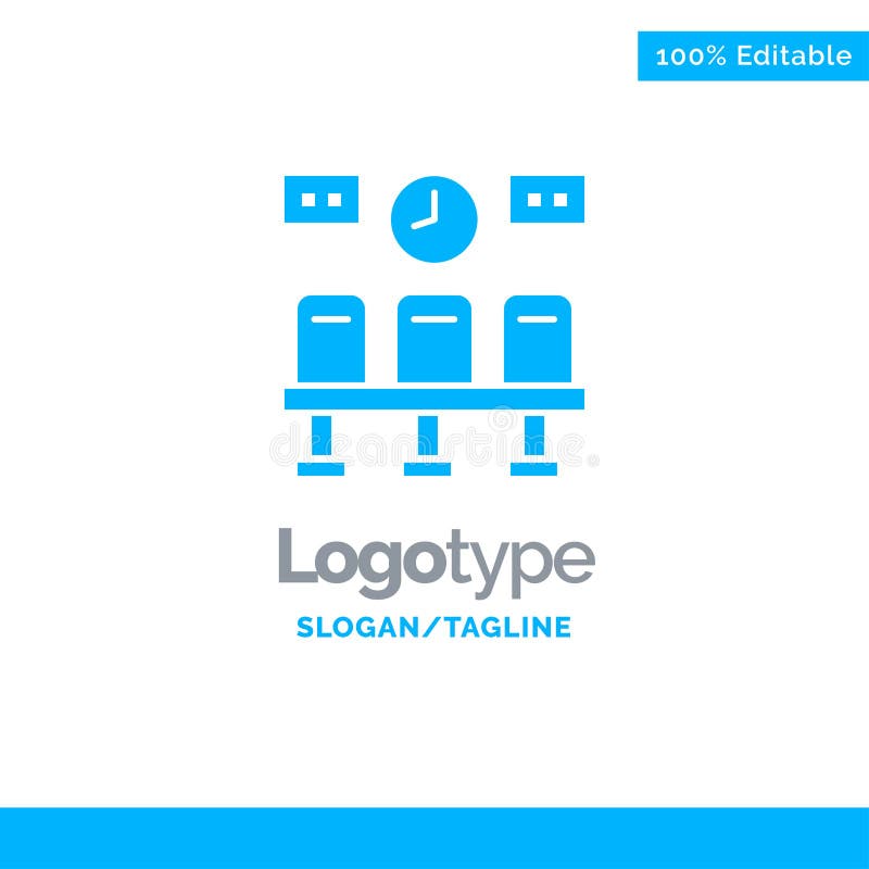 Seats, Train, Transportation, Clock Blue Solid Logo Template. Place for ...