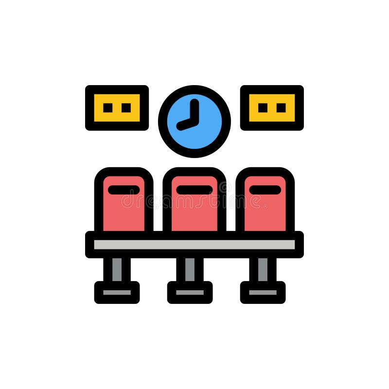 Seats, Train, Transportation, Clock Flat Color Icon. Vector Icon Banner ...