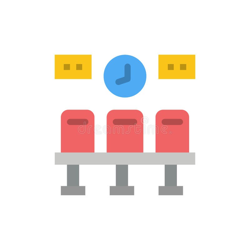 Seats, Train, Transportation, Clock Flat Color Icon. Vector Icon Banner ...