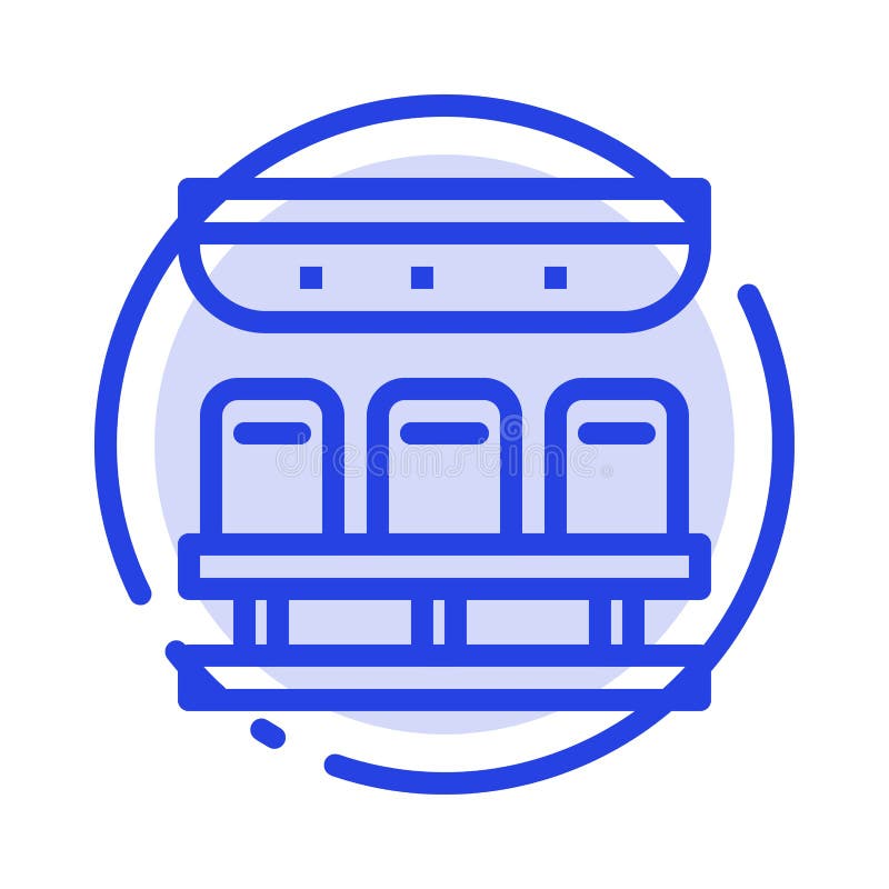 Seats, Train, Transportation, Travel Blue Dotted Line Line Icon Stock ...