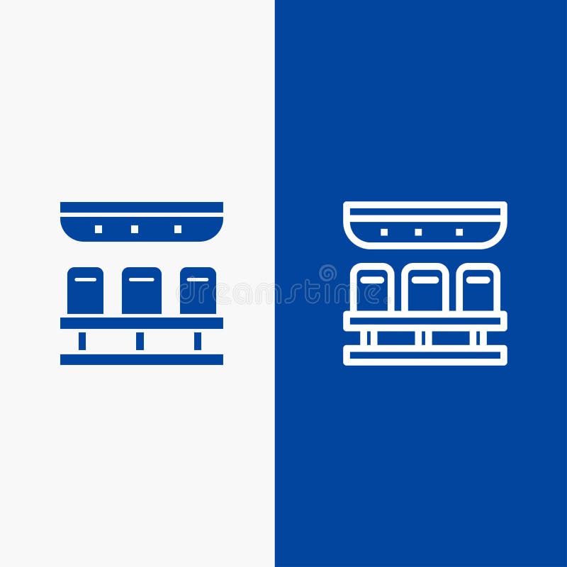 Seats, Train, Transportation, Travel Line and Glyph Solid Icon Blue ...