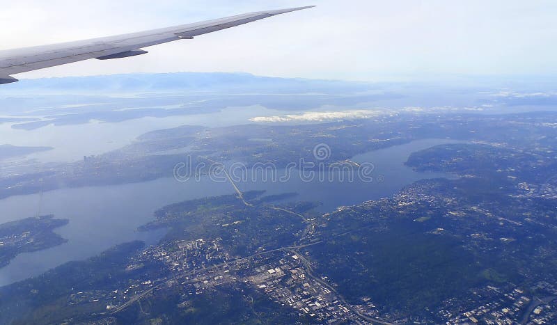 Seattle from the air stock image. Image of fairytale - 86640219
