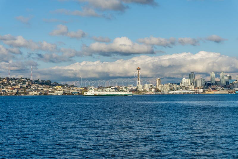 Seattle Architecture Skyline and Ferry 2 Stock Image - Image of water ...
