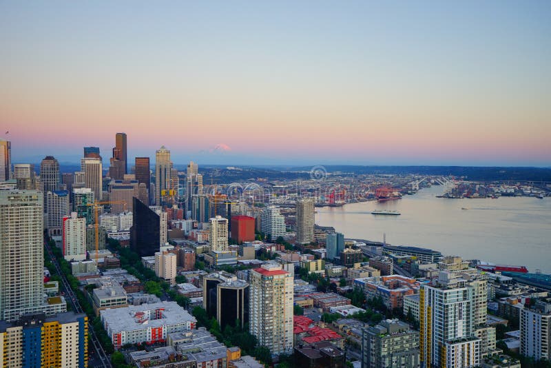 Seattle bay at night stock image. Image of metropolis - 157038581