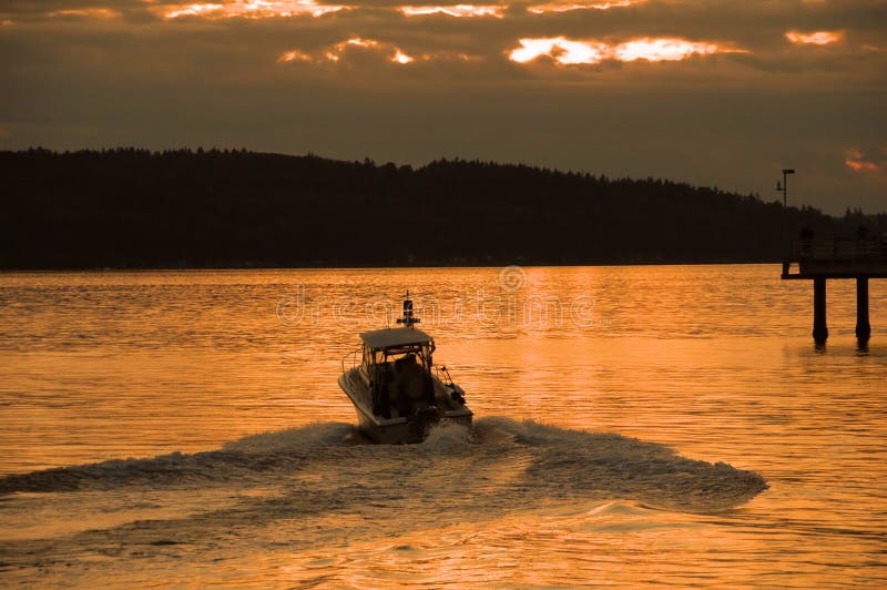 Seattle Boat Sunset stock image. Image of ocean, olympics - 10331759