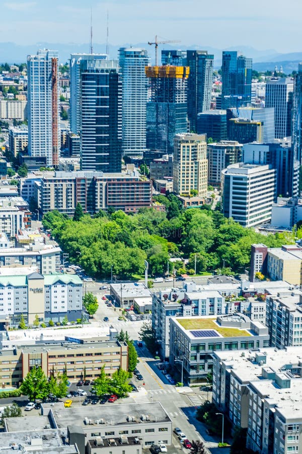 Seattle Buildings from Above 4 Stock Photo - Image of seattle, outdoors ...
