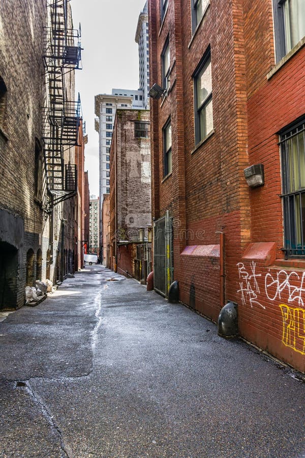 Seattle Buildings Alley stock image. Image of tall, outdoors - 272955721