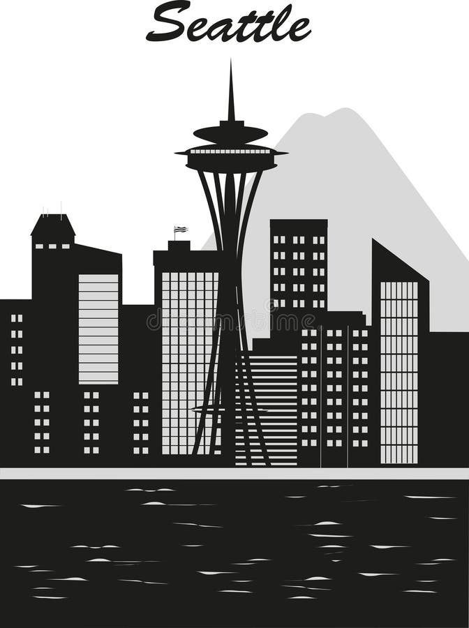 Seattle City Skyline Silhouettes Set Stock Vector - Illustration of ...