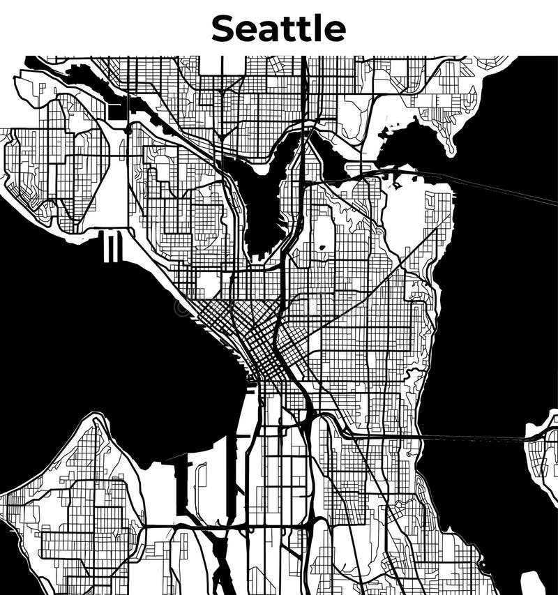Seattle City Map, Cartography Map, Street Layout Map Stock Vector ...