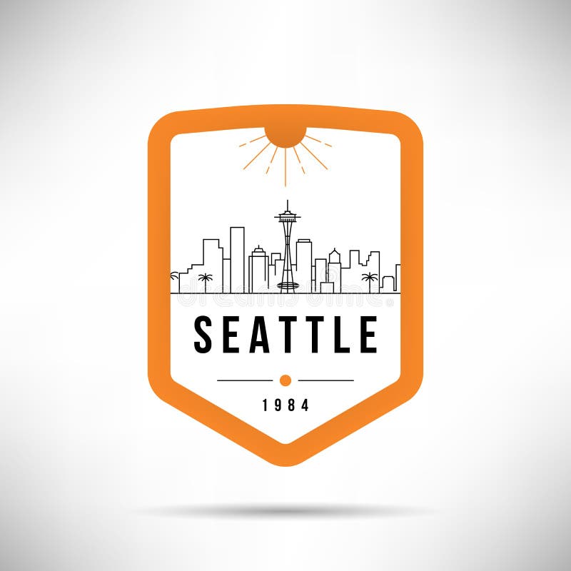 Seattle City Modern Skyline Vector Template Stock Illustration ...