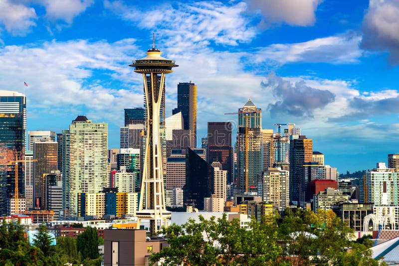 Seattle Cityscape and Space Needle Editorial Photography - Image of ...