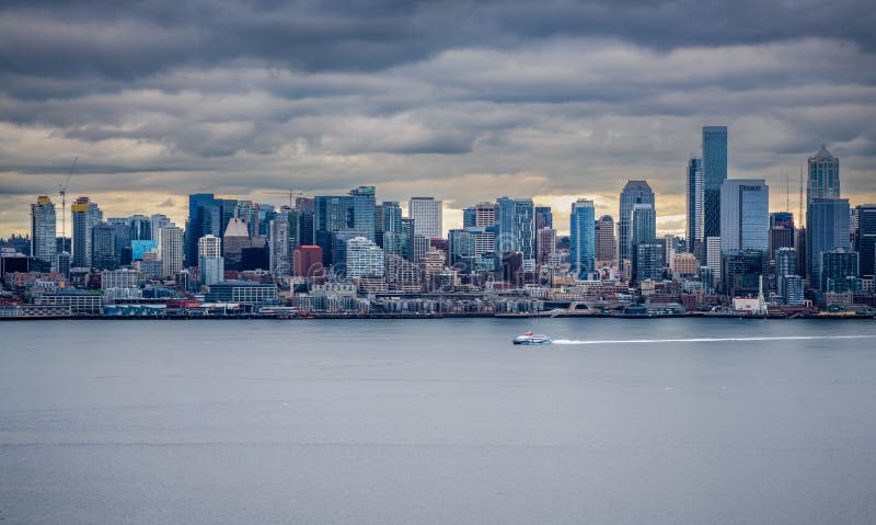 Seattle Cloudy Skies 7 editorial photography. Image of buildings ...