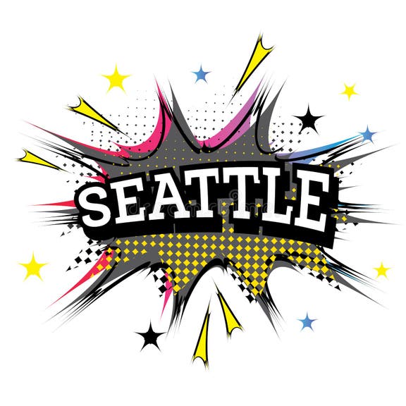 Seattle Comic Text in Pop Art Style. Stock Vector - Illustration of ...