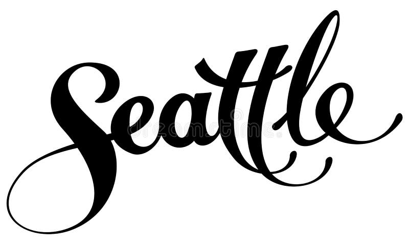 Seattle - Custom Calligraphy Text Stock Vector - Illustration of ...
