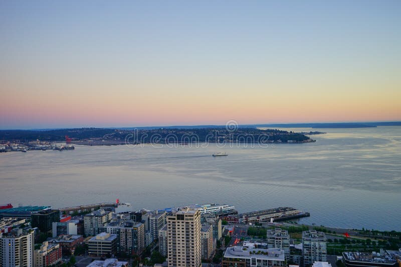 Seattle downtown landscape editorial photo. Image of modern - 157038331