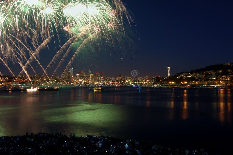 Seattle Fireworks Celebration Stock Photo - Image of light ...