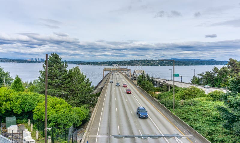 Seattle Floating Bridges Panorama 2 Stock Photo - Image of highway ...