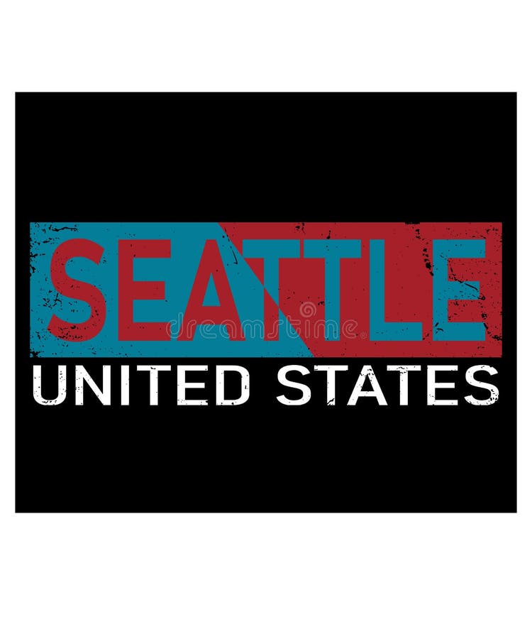 Seattle Graphic Emblem on Dark Background. Label for T-shirt Stock ...