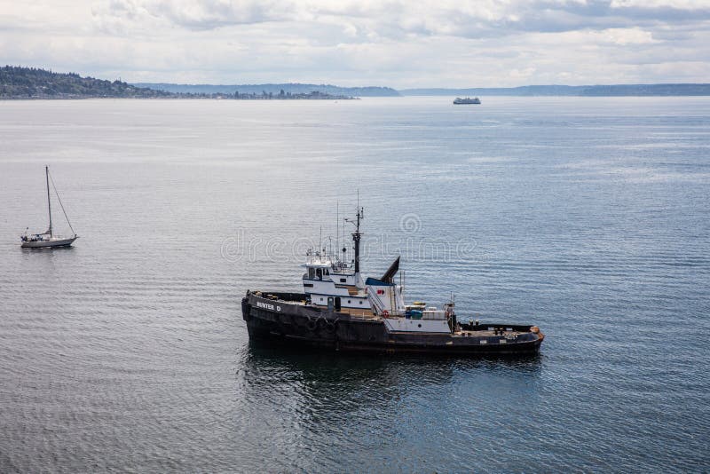 Seattle Harbor Boats editorial stock photo. Image of boat - 74780358
