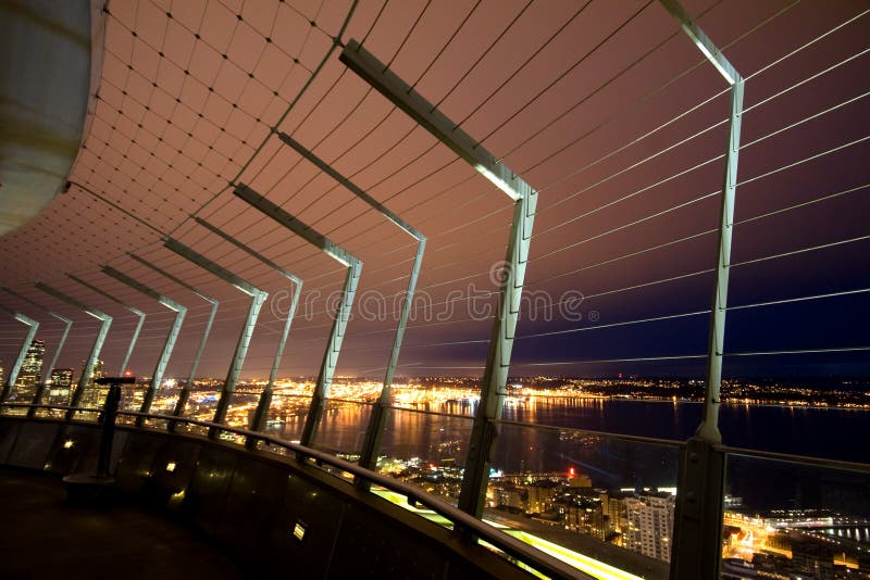 Seattle Harbour Night Scene Stock Photo - Image of outdoors, barrier ...